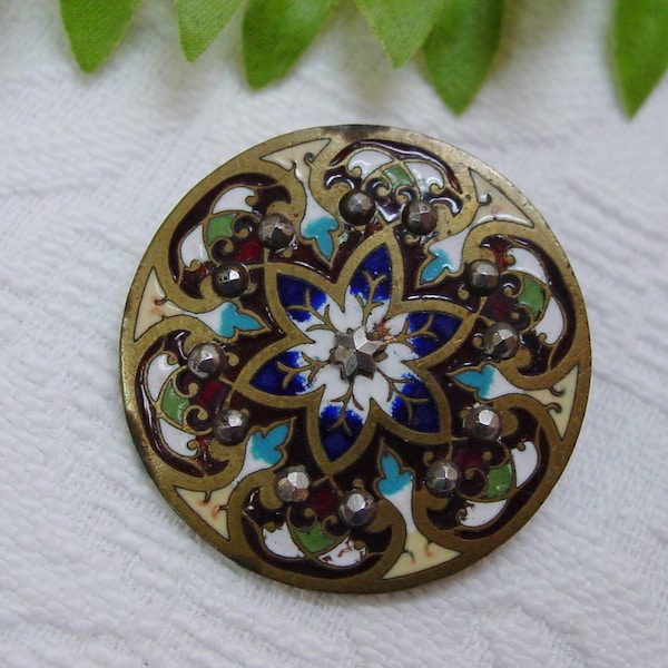 Antique Enamel Button - Etsy