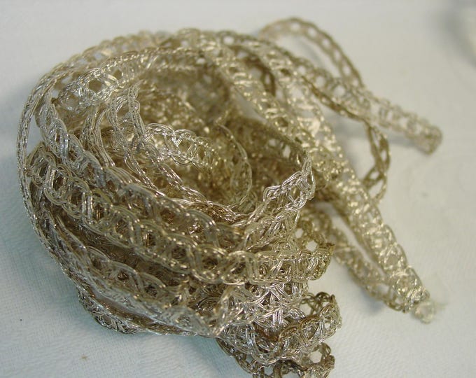 Pretty Vintage Bright Shiny Silver Metallic Trim 5/16" 4 Yards ...
