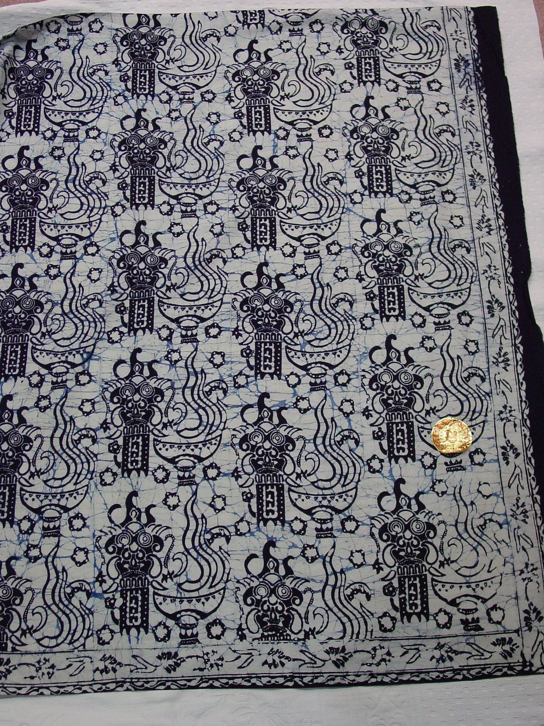 Beautiful Genuine Indonesian Batik Cap Fabric 2 Yards 11", 38 1/2" Wide ...