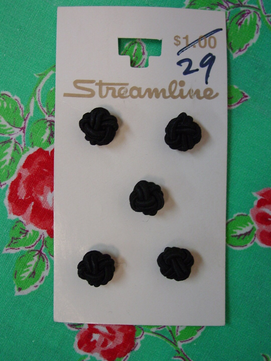 Set of 5 Sweet Little Black Fabric Knot Buttons 5/16 - Etsy