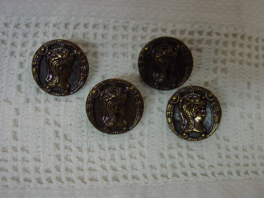 4 Antique Metal Picture Buttons Man in Helmet 11/16" - Etsy