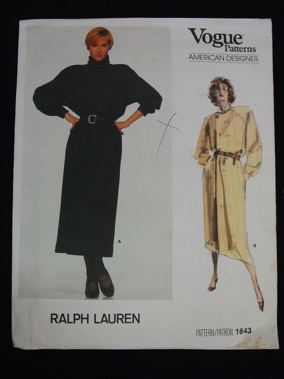 Vintage Pattern C.1985 Vogue American Designer Ralph Lauren No.1643 ...