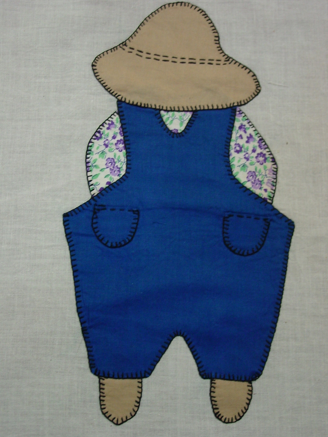 9 Darling Vintage Quilt Blocks "overall Sam" Hand Appliqued, Buttonhole ...
