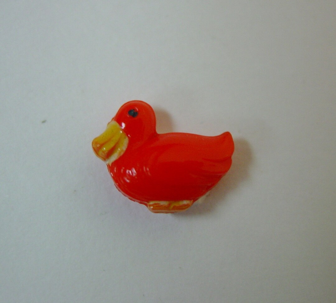 Vintage Glass Realistic Button Orange Duck With Paint Details 9/16" - Etsy