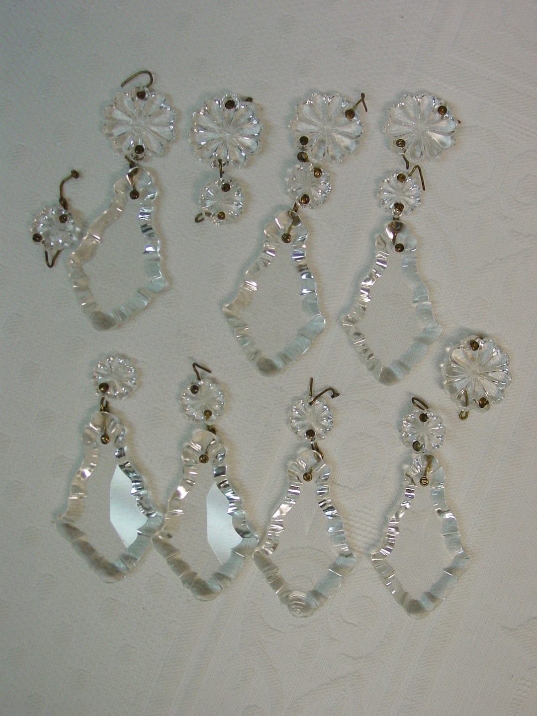 7 Gorgeous Chandelier Crystal Glass Drops Faceted Cut 2 1/16" Flower ...