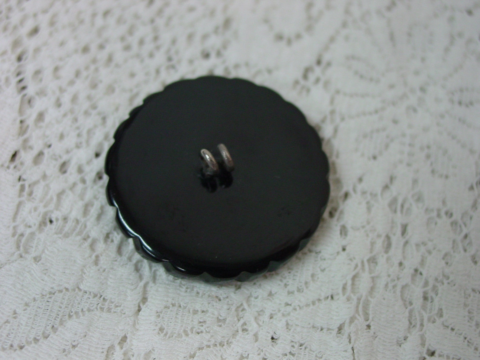 Vintage Bakelite Button Large Shiny Black Thick Carved 1 - Etsy