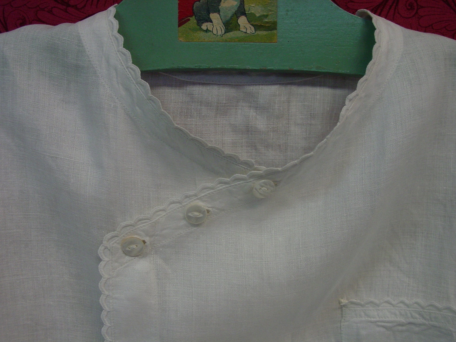 Unusual Antique Childs Dress/coat White Linen Front Buttons, Back Loops ...