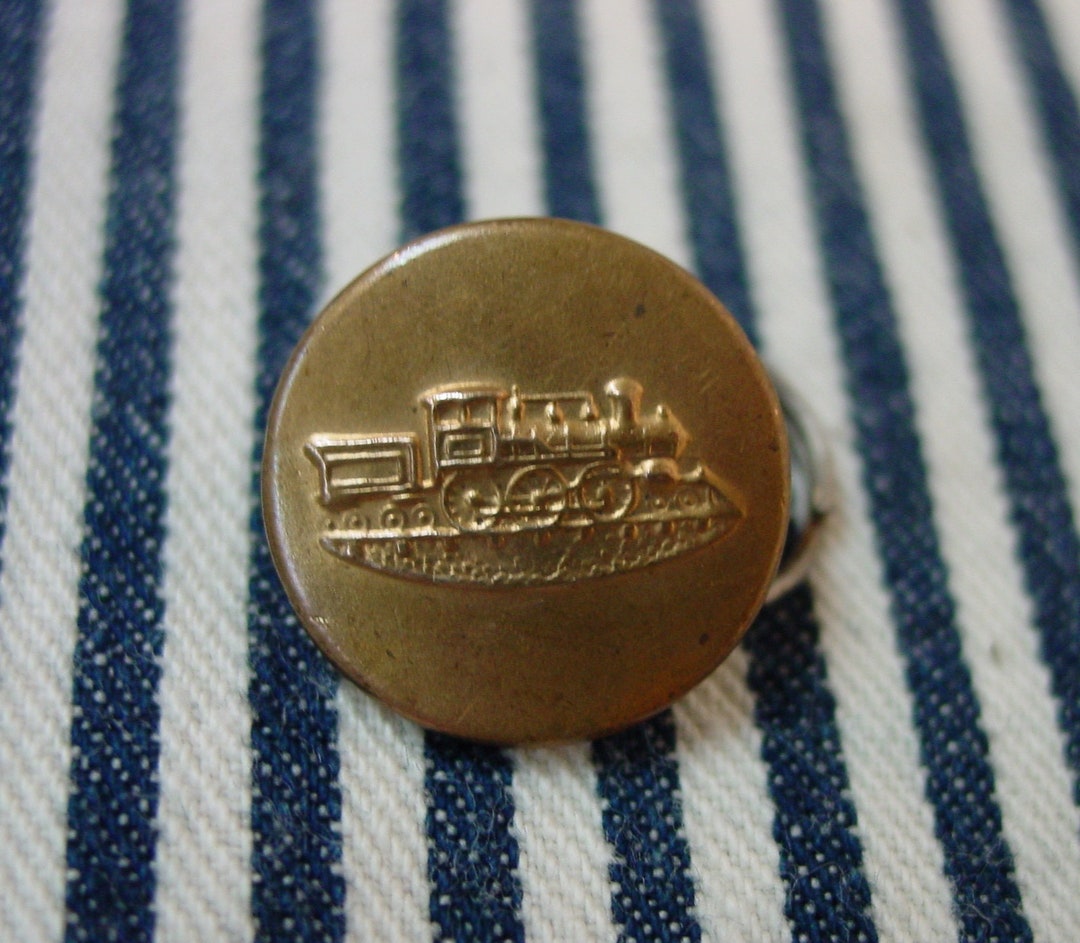 Antique Railroad Button Locomotive 3/4" Wobble Shank - Etsy