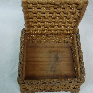Antique,vintage Handmade Woven Box With Cover, 5 1/4 X 3 3/4" High Wood ...