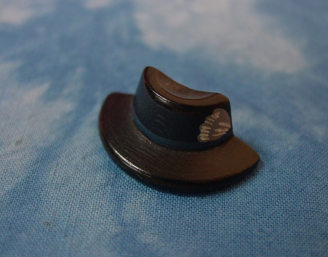 Vintage Realistic Button Casein Hat With Painted Feather 7/8" Black - Etsy