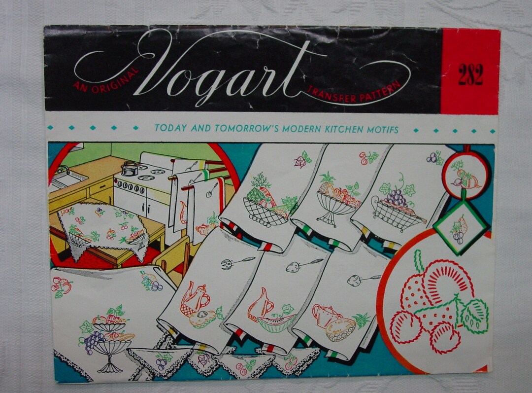 Vintage Original Vogart Transfer Pattern No. 282 Unused Baskets and ...