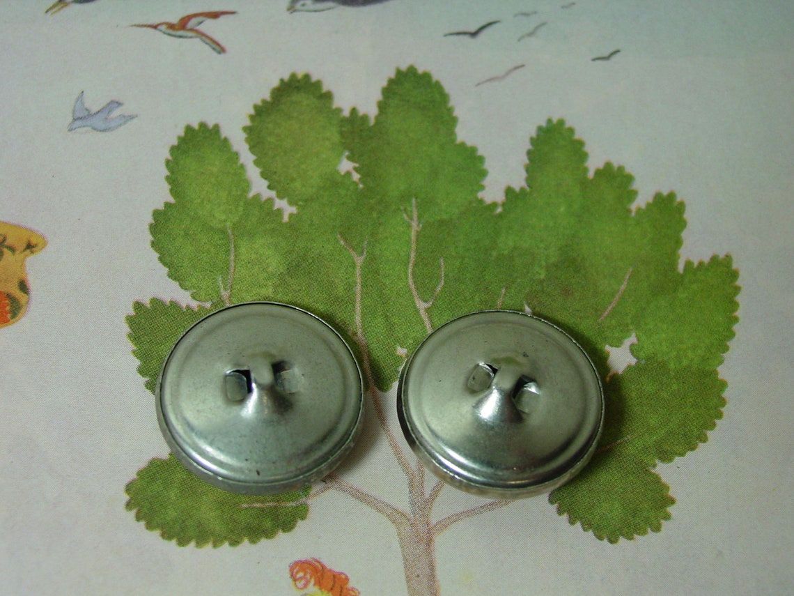 Two Pretty Vintage Mirror Back Buttons Silver Metal 1 - Etsy