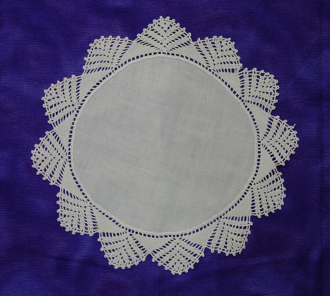 Pretty Vintage Doily White Linen, Crochet Edge, 13 - Etsy