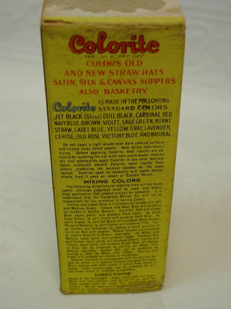 Vintage Colorite Original Pkg.dye for Straw Hats C.early - Etsy
