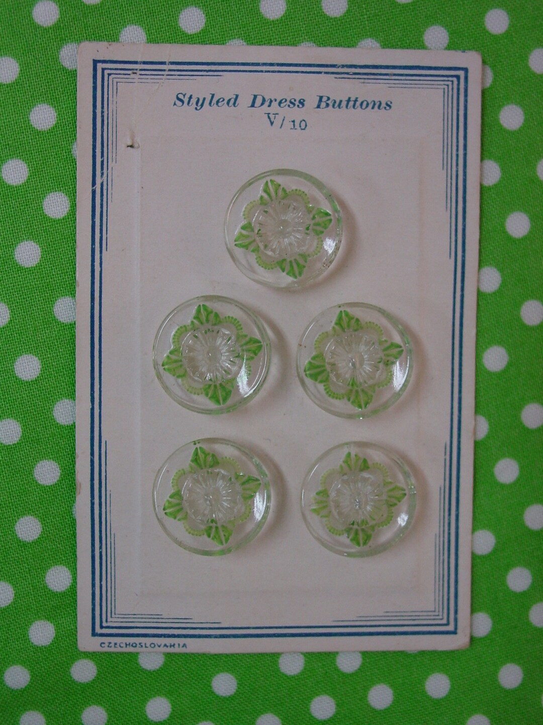 Sweet Set Vintage Glass Buttons on Original Card 5 Flowers 11/16 - Etsy