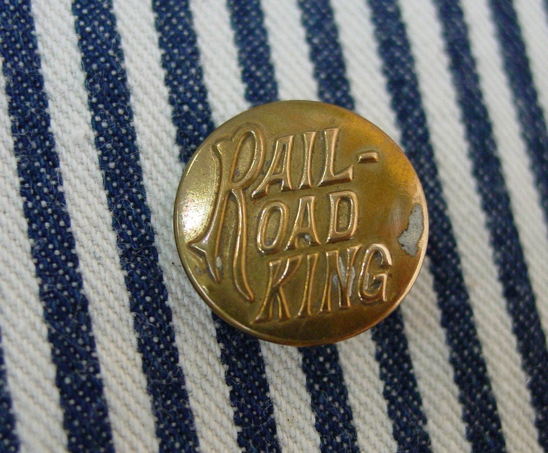Antique Railroad Button "railroad King" 3/4" Work Clothes Wobble Shank ...