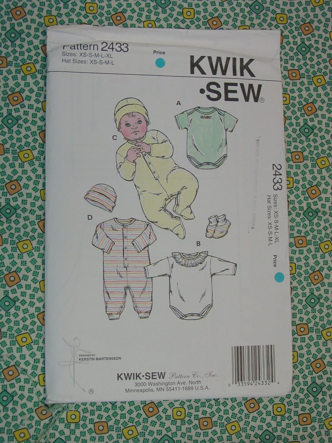 Vintage Pattern Kwik Sew No.2430 Baby Rompers, Jumpsuits, Cap and ...