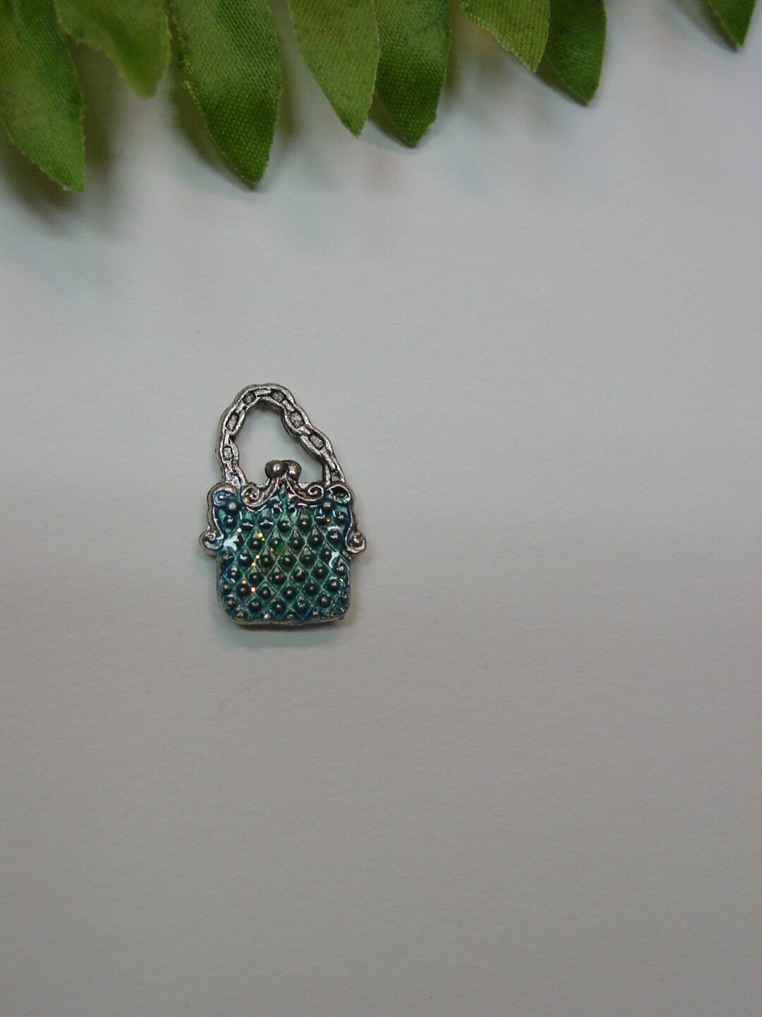 Vintage Metal Realistic Button Tiny Detailed Purse Blue, Silver 3/4 X 1 ...
