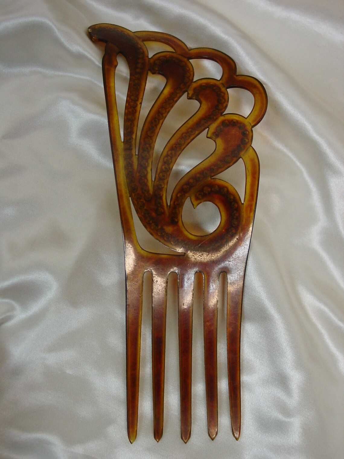 Vintage Antique Hair Comb Celluloid With Blue Stones, Artistic ...