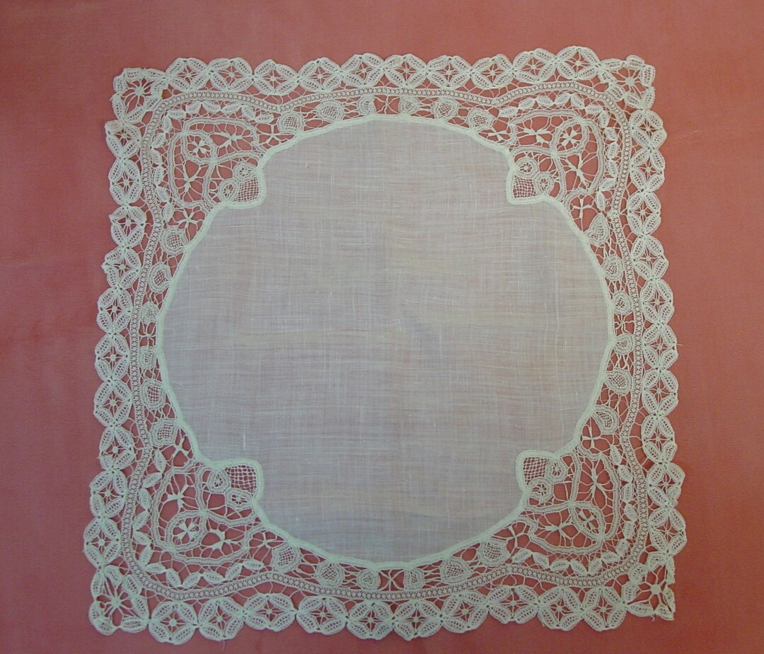 Pretty Vintage/antique Wedding Hanky Handkerchief Handmade Lace Border ...