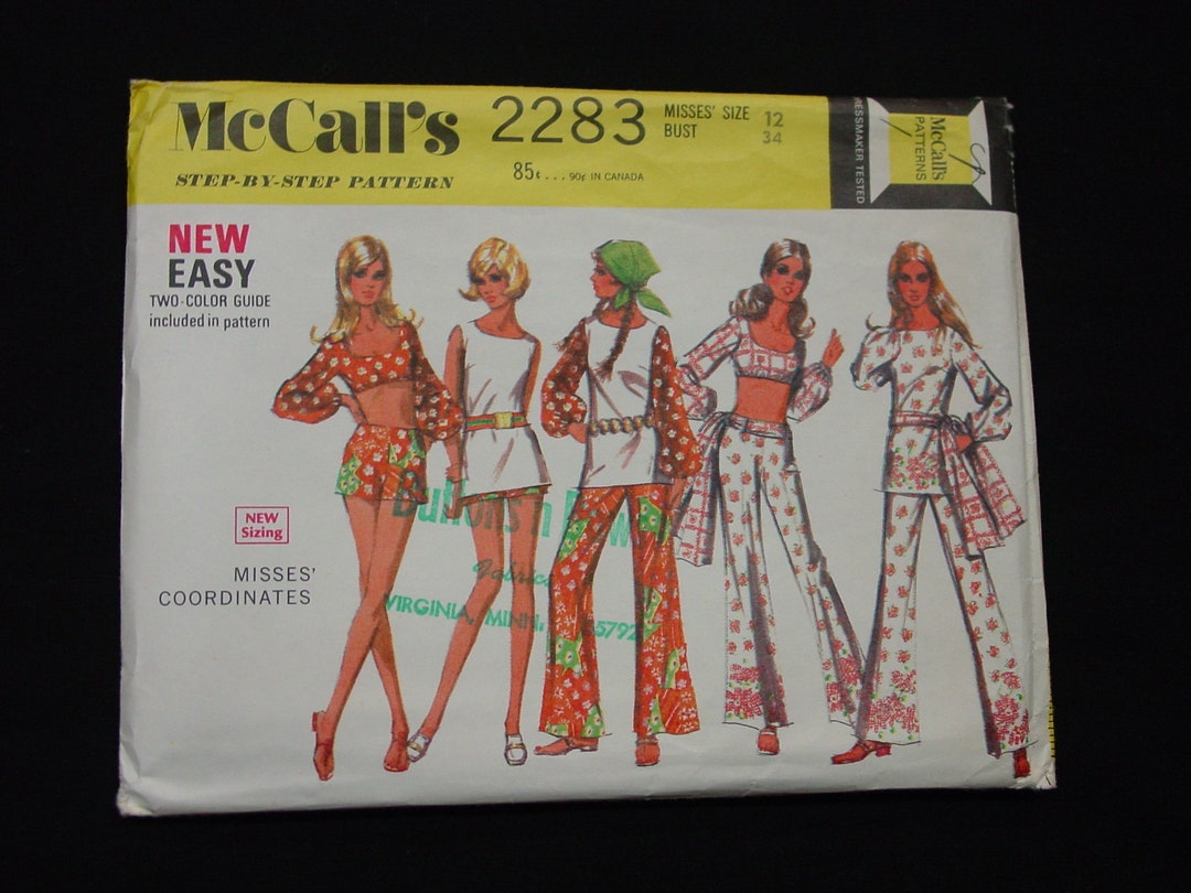 Vintage Pattern C.1970's Mccall's No.2283 Pants, Shorts, Blouse ...