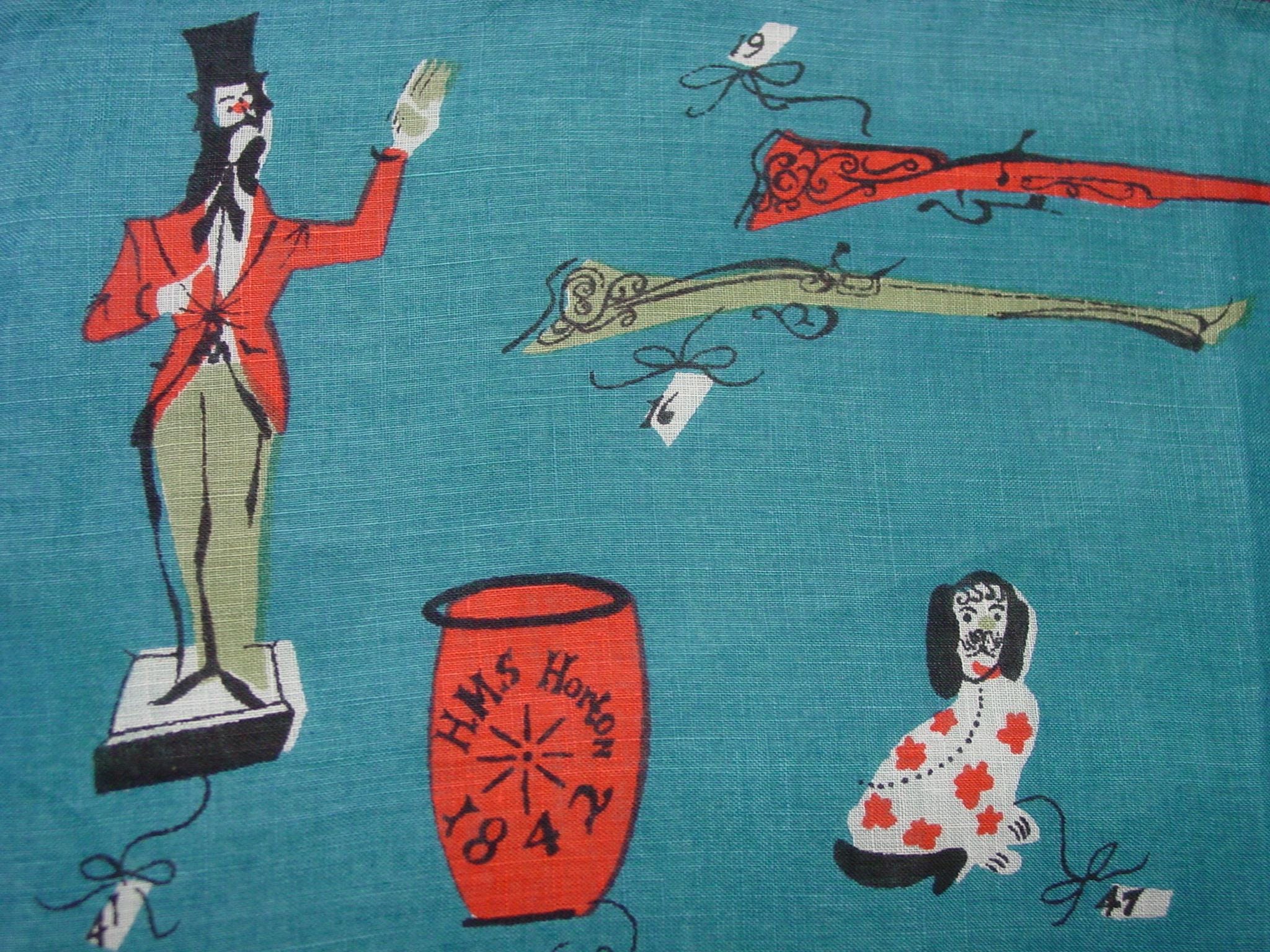 Vintage Pat Prichard Designer Hanky Unused, Kimball Label Colonial ...
