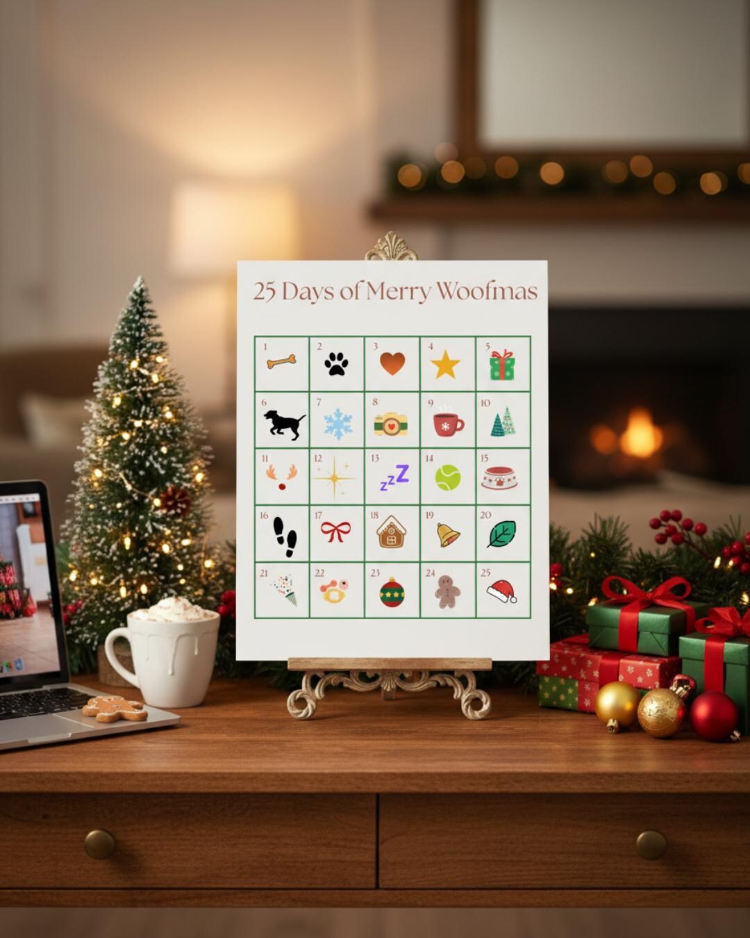 Printable Dog Advent Calendar | 25 Day Christmas Countdown for Dogs ...