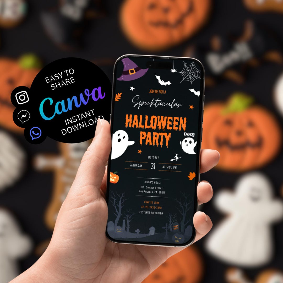 Digital Halloween Party Invitation, Editable Kids Halloween Invite ...