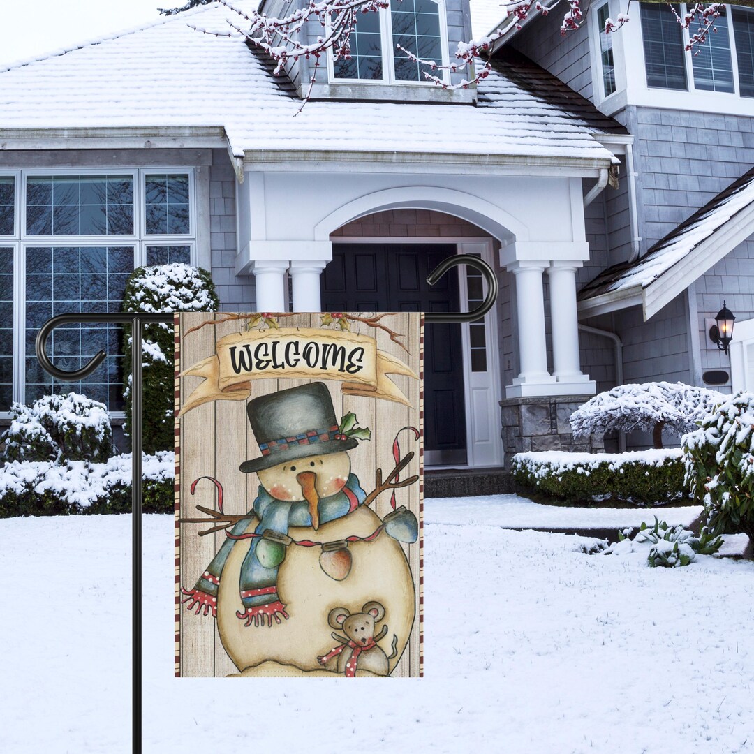 Snowman Garden Flag: Winter Welcome Banner, Festive Outdoor Decor - Etsy