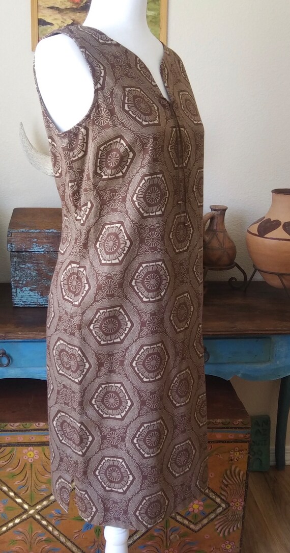 Vintage 80s - Octagon Peyote Dress - Brown / Beige - … - Gem