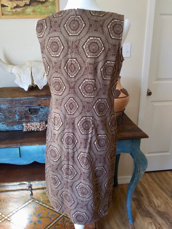 Vintage 80s - Octagon Peyote Dress - Brown / Beige - … - Gem
