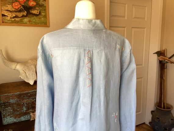 Gorgeous Oversized Linen Shirt - Hand Embroidered Sou… - Gem