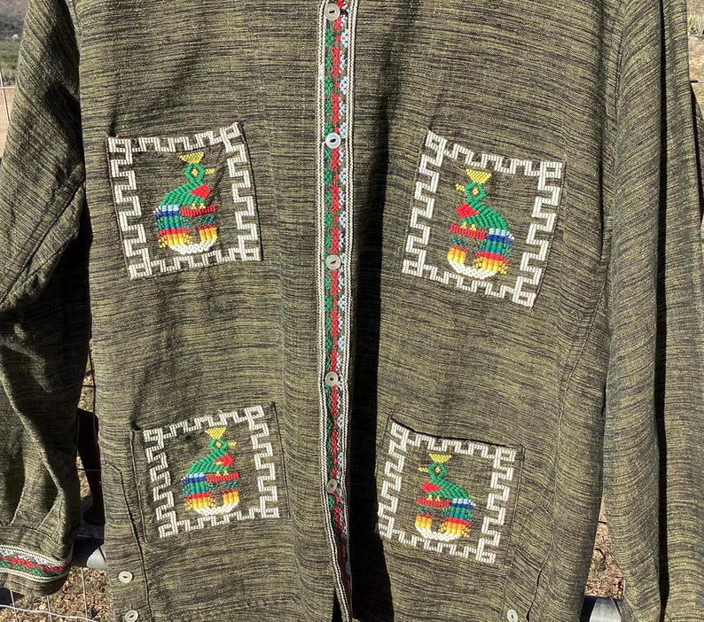 Vintage Mayan Modern Shirt / Jacket - Handwoven 100% Cotton - Guatemala ...