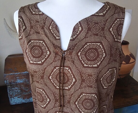 Vintage 80s - Octagon Peyote Dress - Brown / Beige - … - Gem