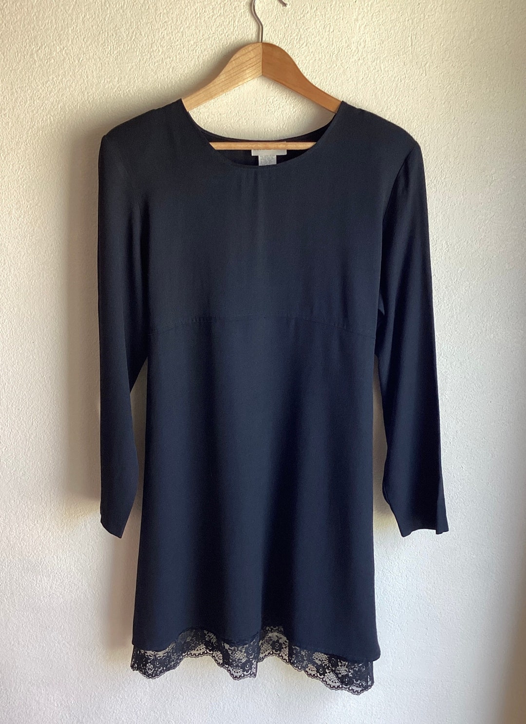 Vintage Connie Choy Black Dress Lace Slip / Baby Doll / Tie Back Medium - Etsy