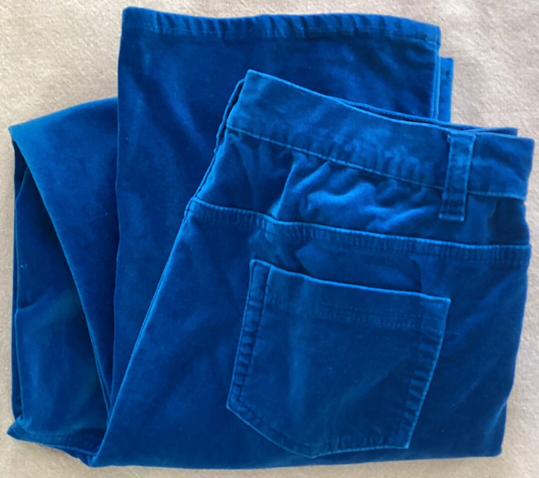 Vintage Blue Velvet Jeans / Electric Turquoise Decadently Soft Western ...