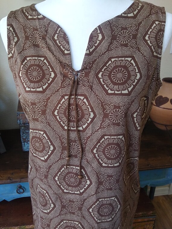 Vintage 80s - Octagon Peyote Dress - Brown / Beige - … - Gem