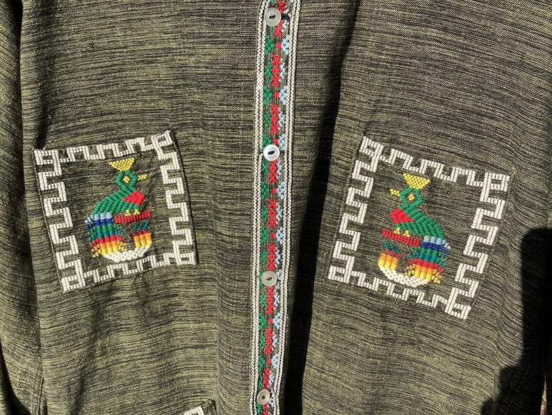 Vintage Mayan Modern Shirt / Jacket - Handwoven 100% Cotton - Guatemala ...
