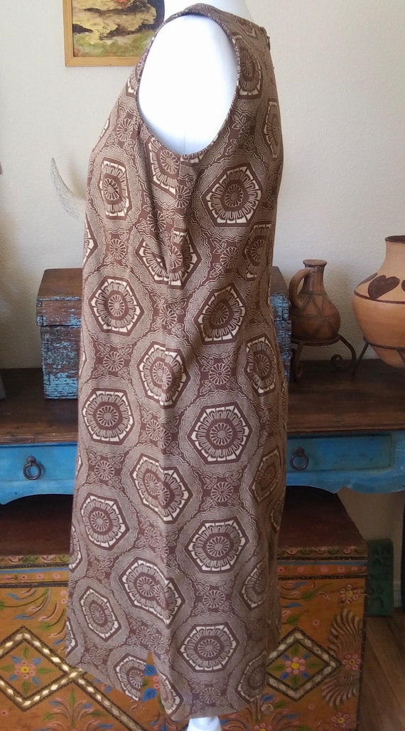 Vintage 80s - Octagon Peyote Dress - Brown / Beige - … - Gem