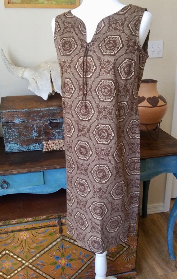 Vintage 80s - Octagon Peyote Dress - Brown / Beige - … - Gem