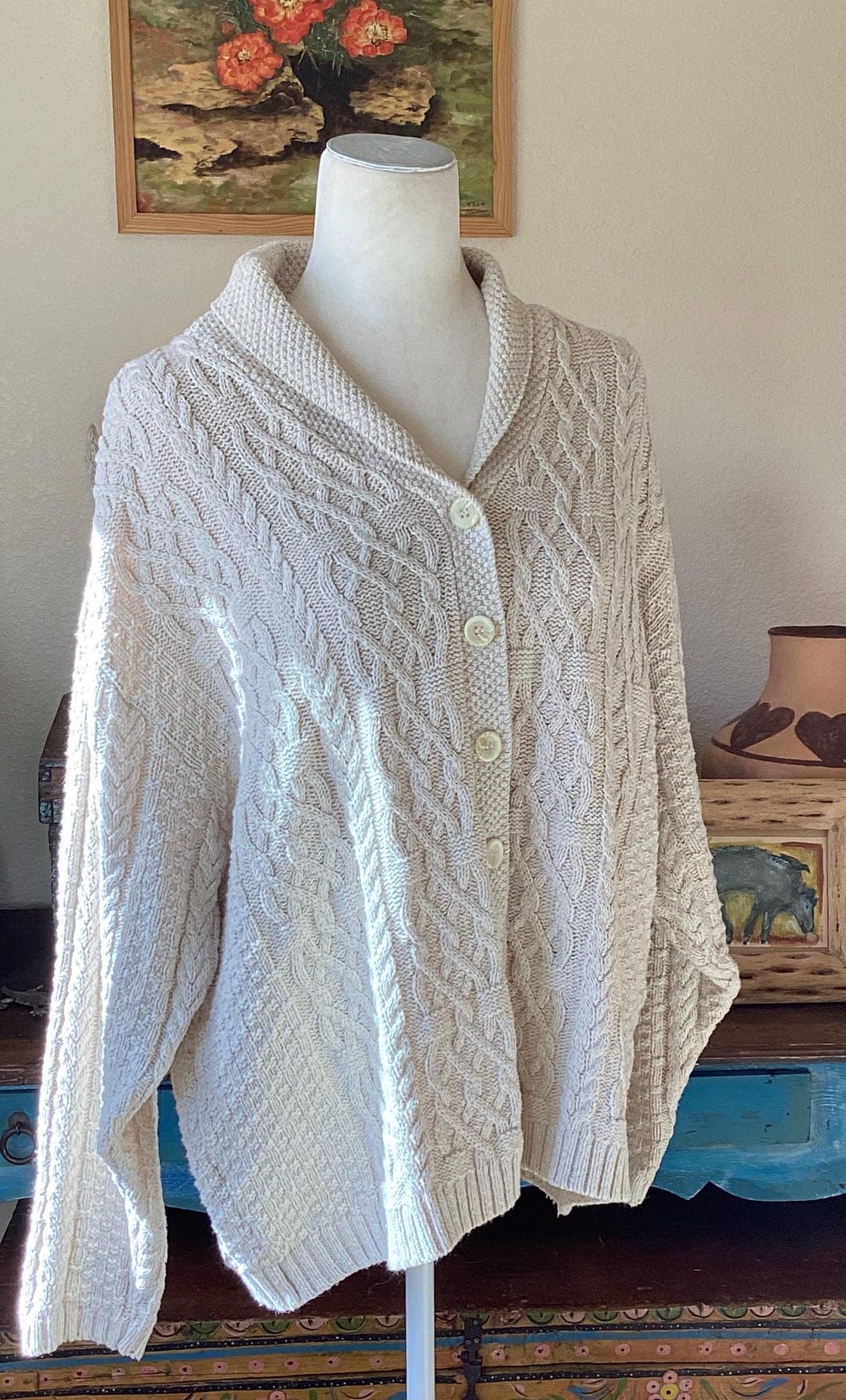 Vintage Canadian Cable Knit Cardigan Sweater Northern Reflections Soft ...
