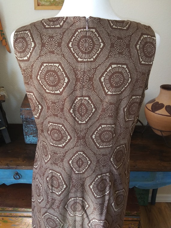 Vintage 80s - Octagon Peyote Dress - Brown / Beige - … - Gem