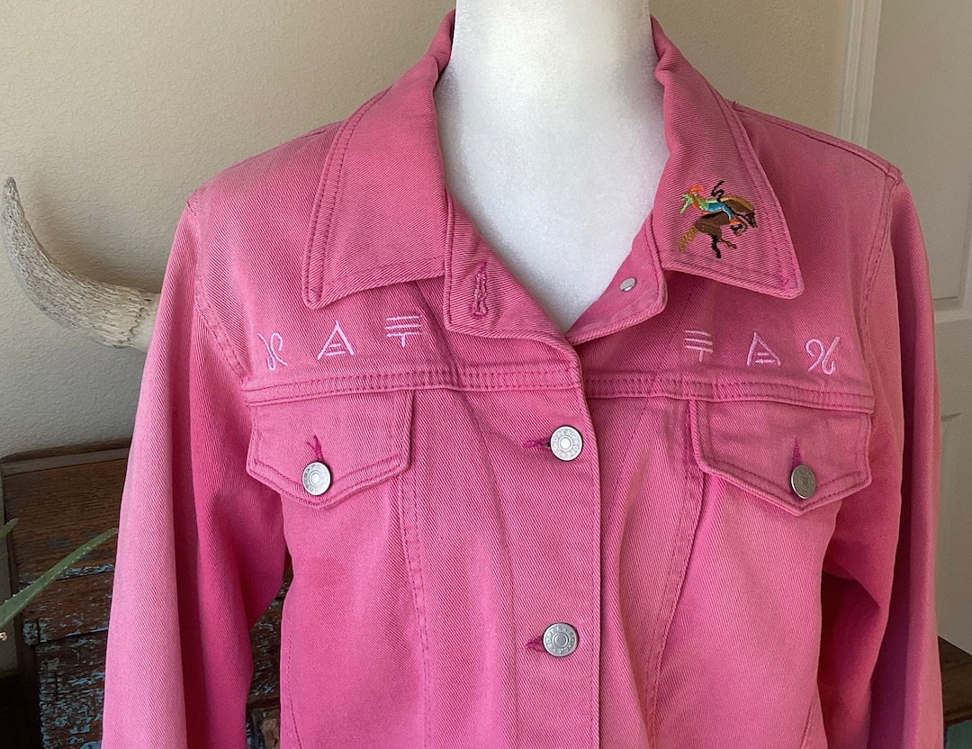 Vintage Roper Pink Jean Jacket Well Loved Cotton Fade Metal Rivets ...