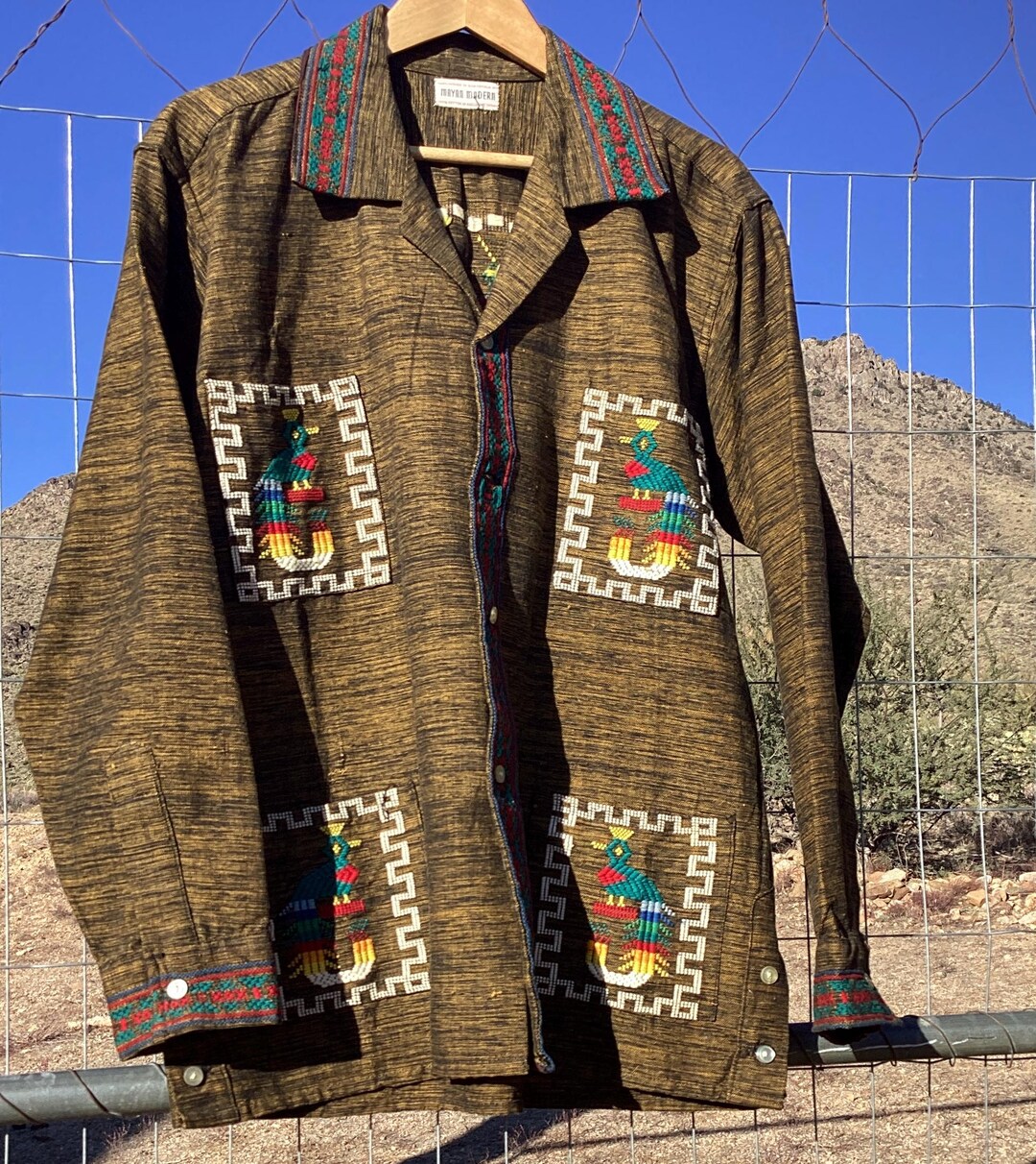 Vintage Mayan Modern Shirt / Jacket Handwoven 100% Cotton Guatemala ...