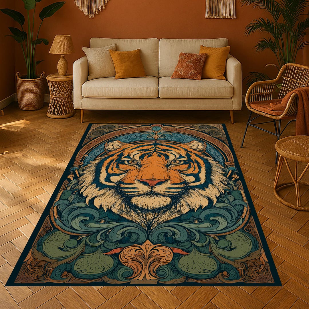 Tiger Head Rug: Jungle Wildlife Decor - 15.7 X 23.6 In - Etsy