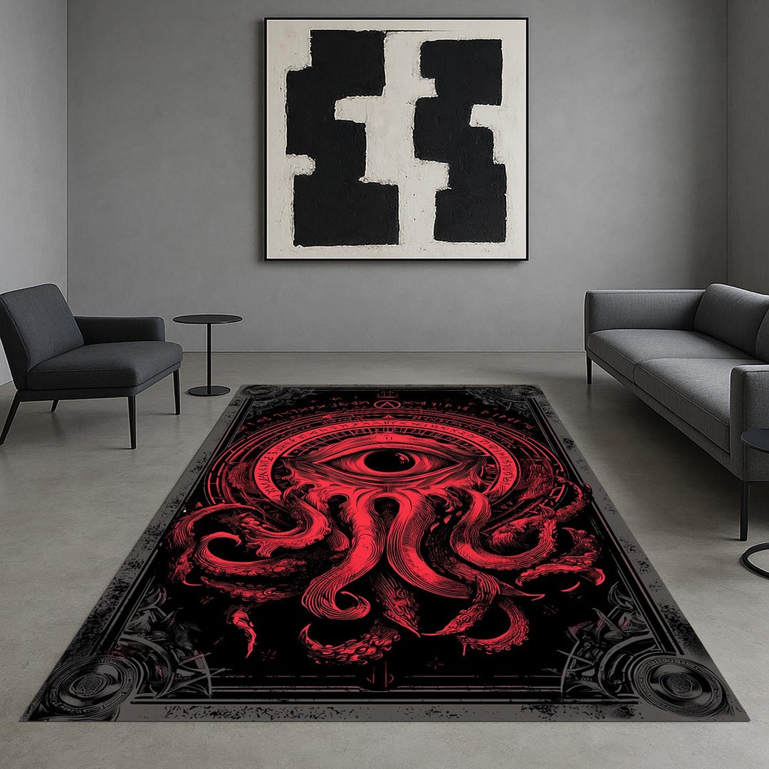 Lovecraftian Cthulhu Eye Rug: Gothic Tentacle Horror Game Room Decor - Etsy