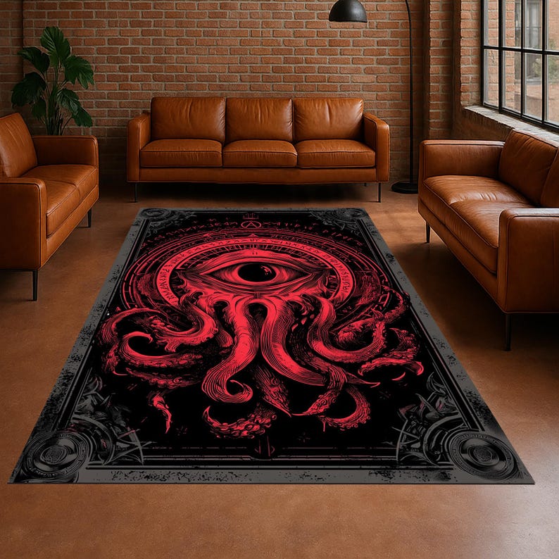 Lovecraftian Cthulhu Eye Rug: Gothic Tentacle Horror Game Room Decor - Etsy