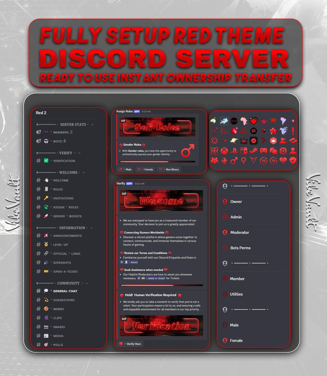 Red & Black Discord Server | Gaming Community, Ready to Use - Etsy
