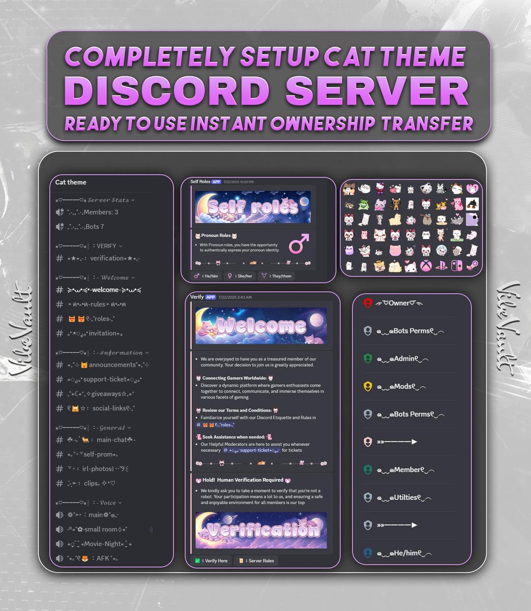 Cat Themed Discord Server Template | Aesthetic Pet Community - Etsy