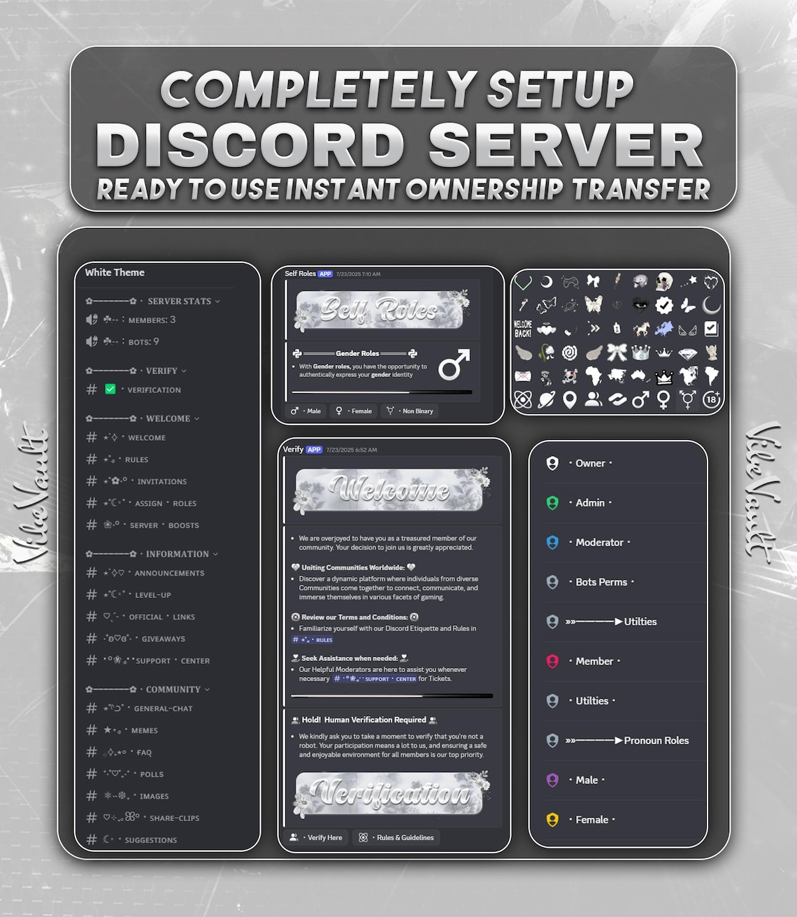 Minimalist White Discord Server Template | Pre-made Layout - Etsy
